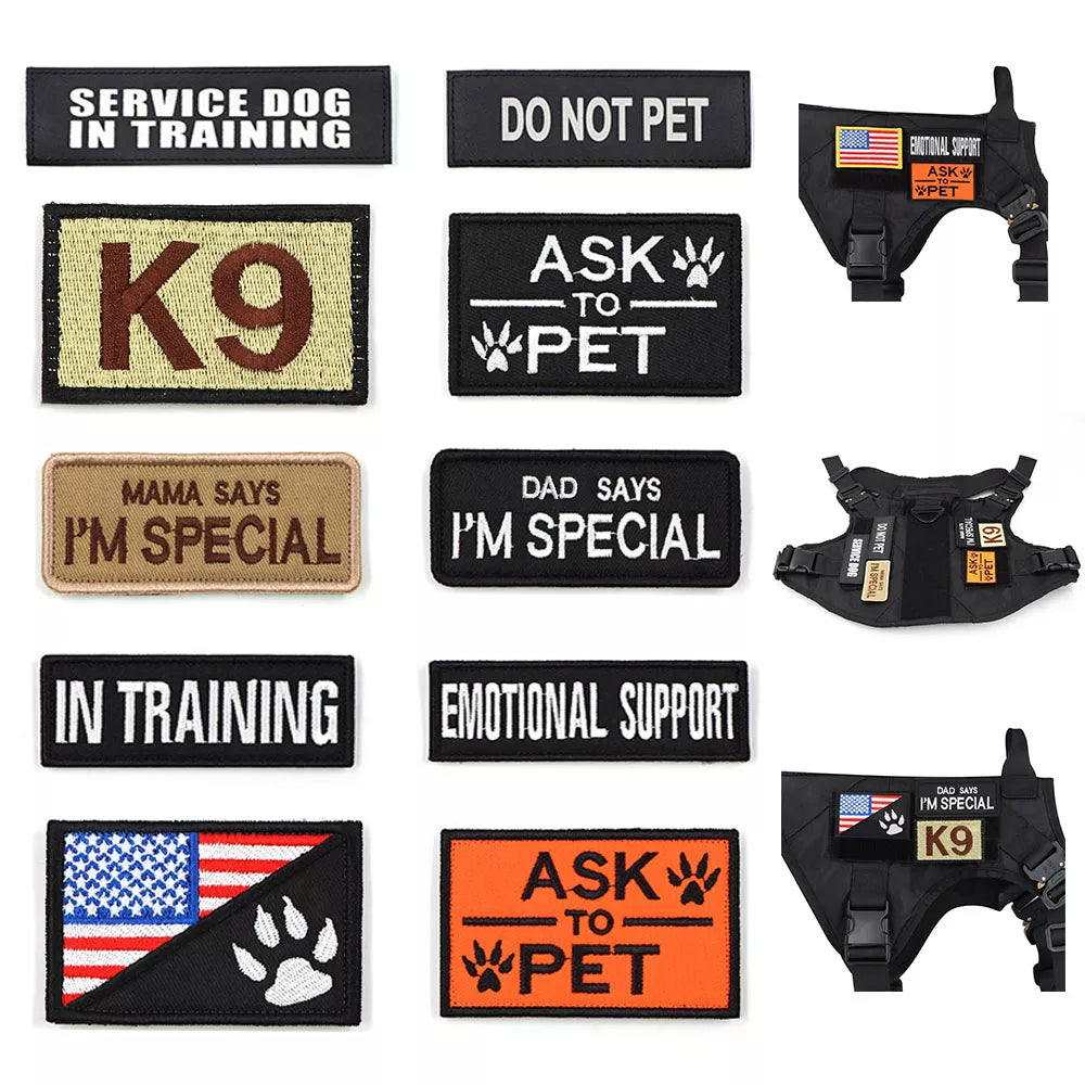 Dog Harness Name Tags and Patches - Hook and Loop Patches for Harness ...